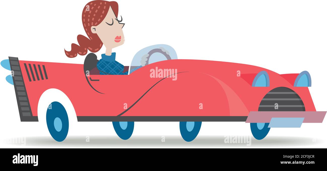 Woman driving convertible not smile Stock Vector Images - Alamy