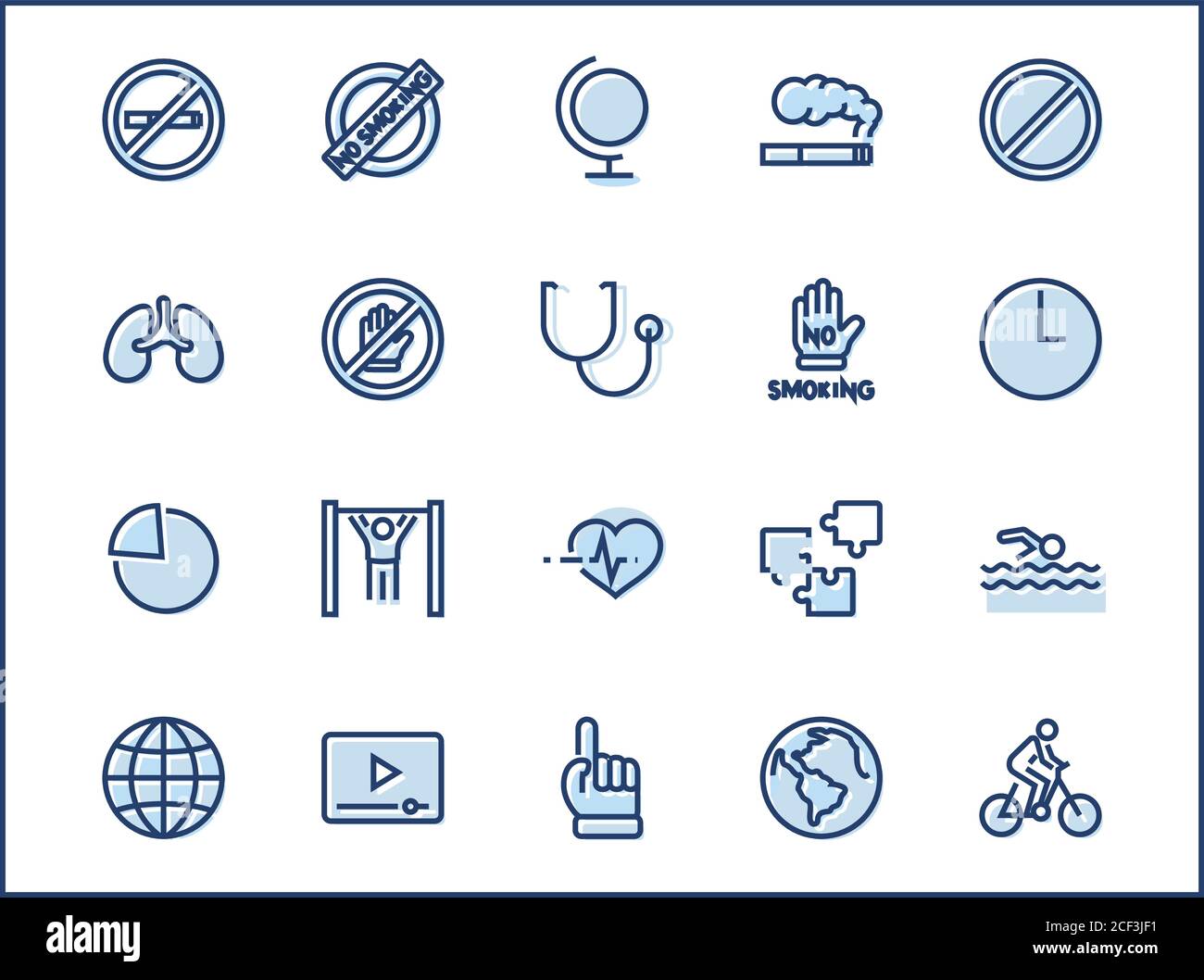 International No Tobacco Day Set Line Vector Icons. Contains such Icons ...