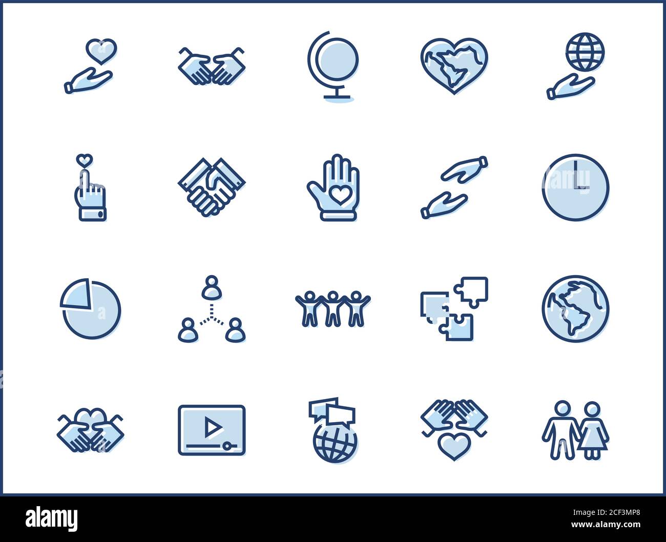 International Day of Human Solidarity Line Vector Icons Set. Contains ...