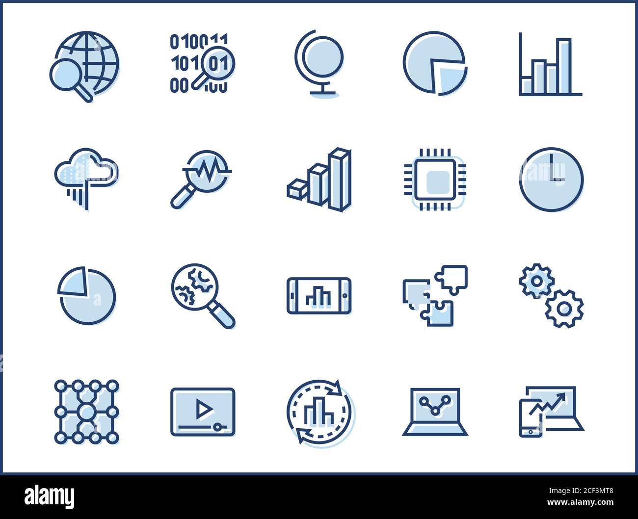Set of Data Analysis Related Technology Vector Line Icons. Contains ...