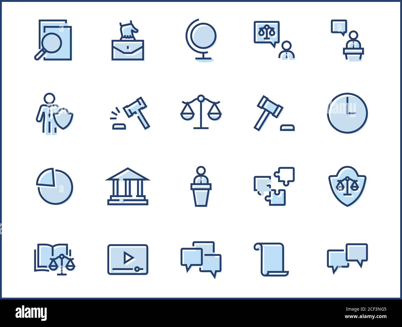Set of Law and justice Vector Line Icons. Contains such Icons as weapon ...