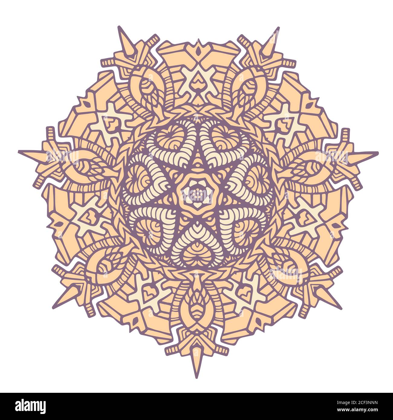 Mandala with many ornaments, ethnic tribal style, isolated on white ...