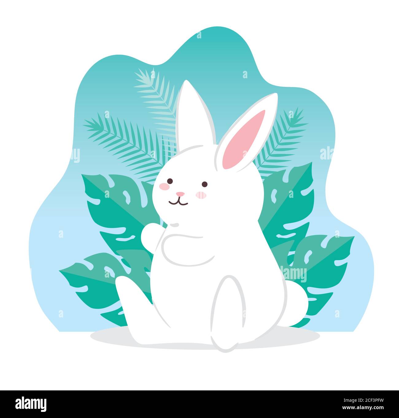 cute rabbit with tropical leaves Stock Vector Image & Art - Alamy