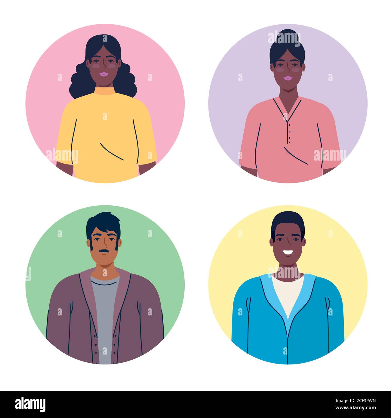 picture people multi ethnic in round frames, diversity and ...