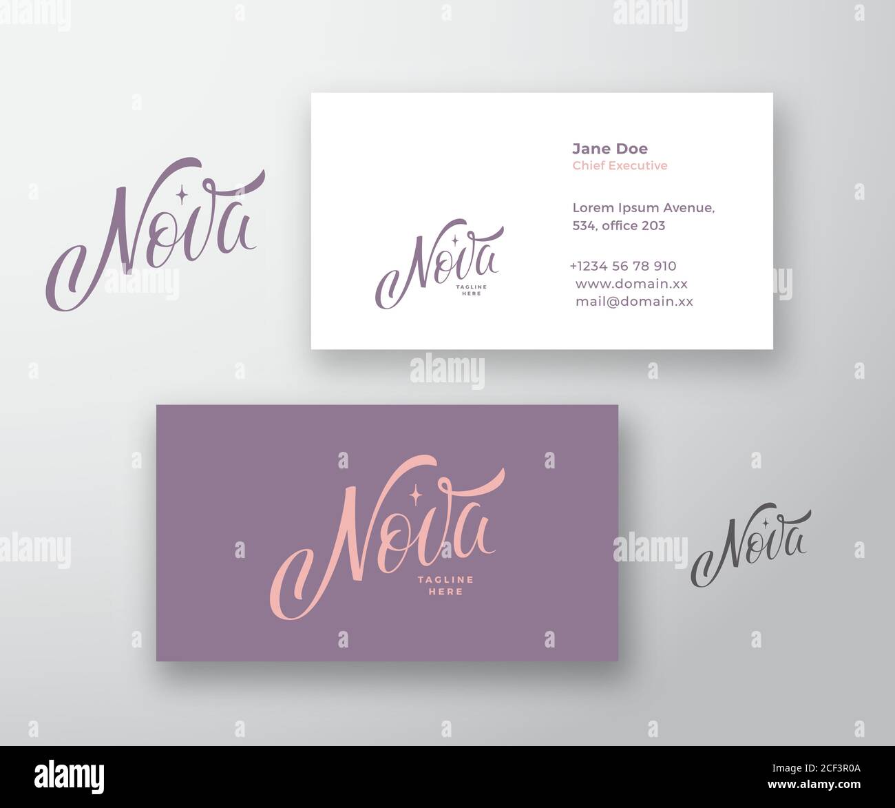 Nova Inscription Abstract Vector Logo and Business Card Template ...