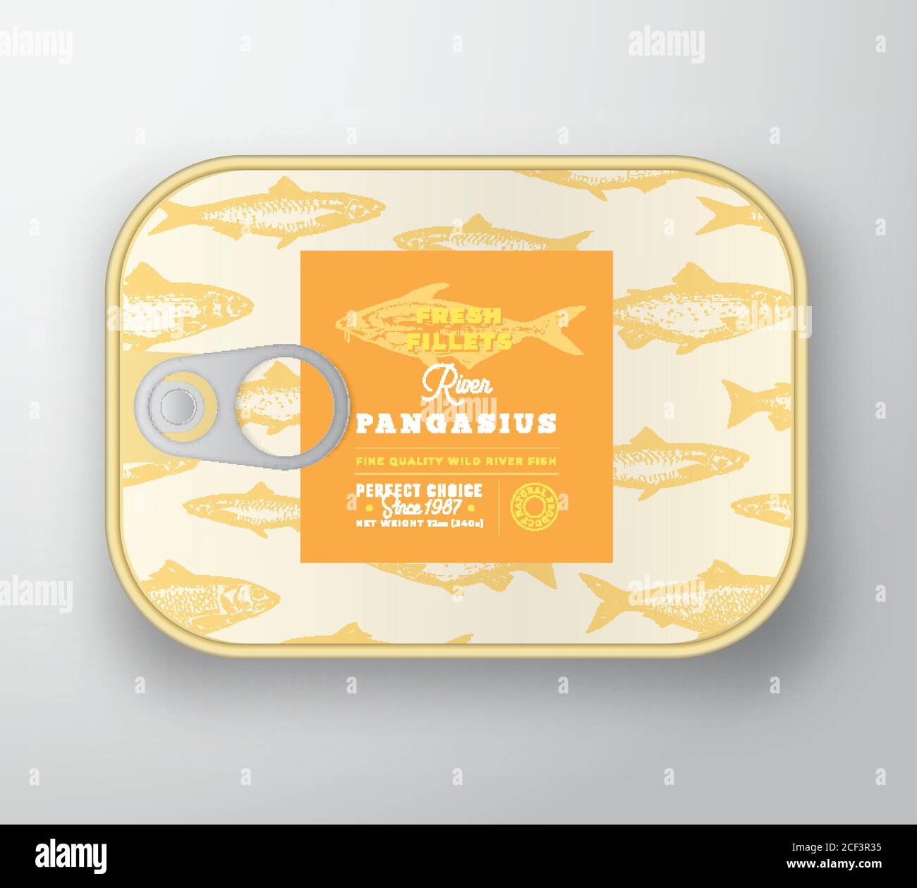 Canned Fish Label Template. Abstract Vector Aluminium Container with ...