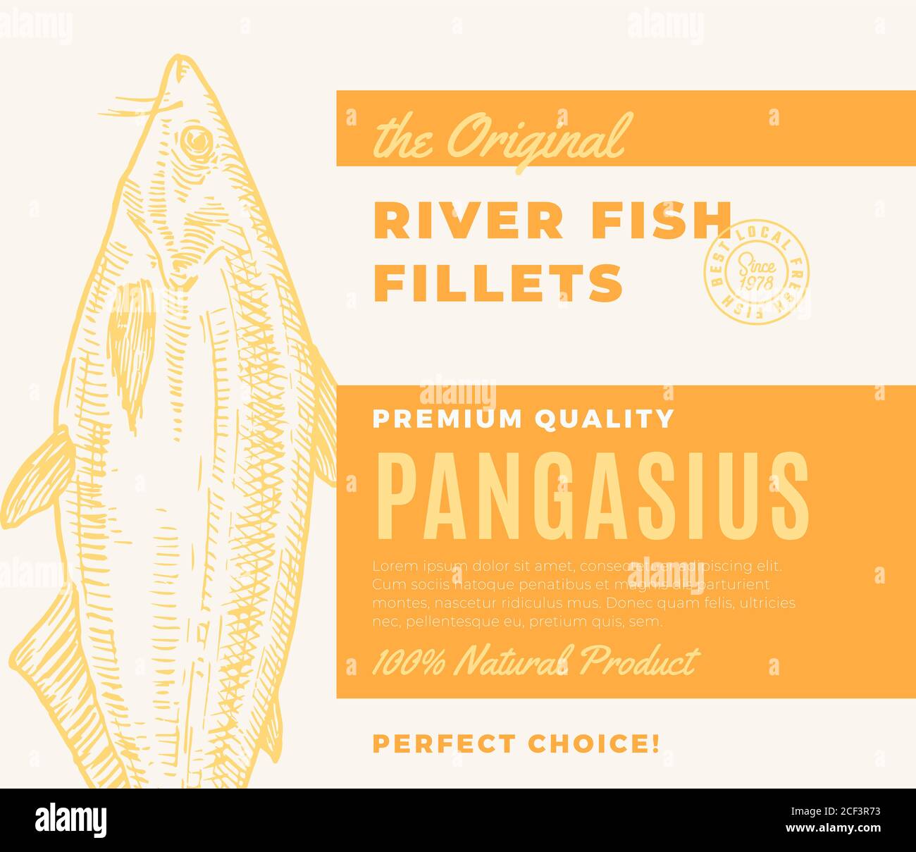 Premium Quality Fish Fillets. Abstract Vector Fish Packaging Design or ...