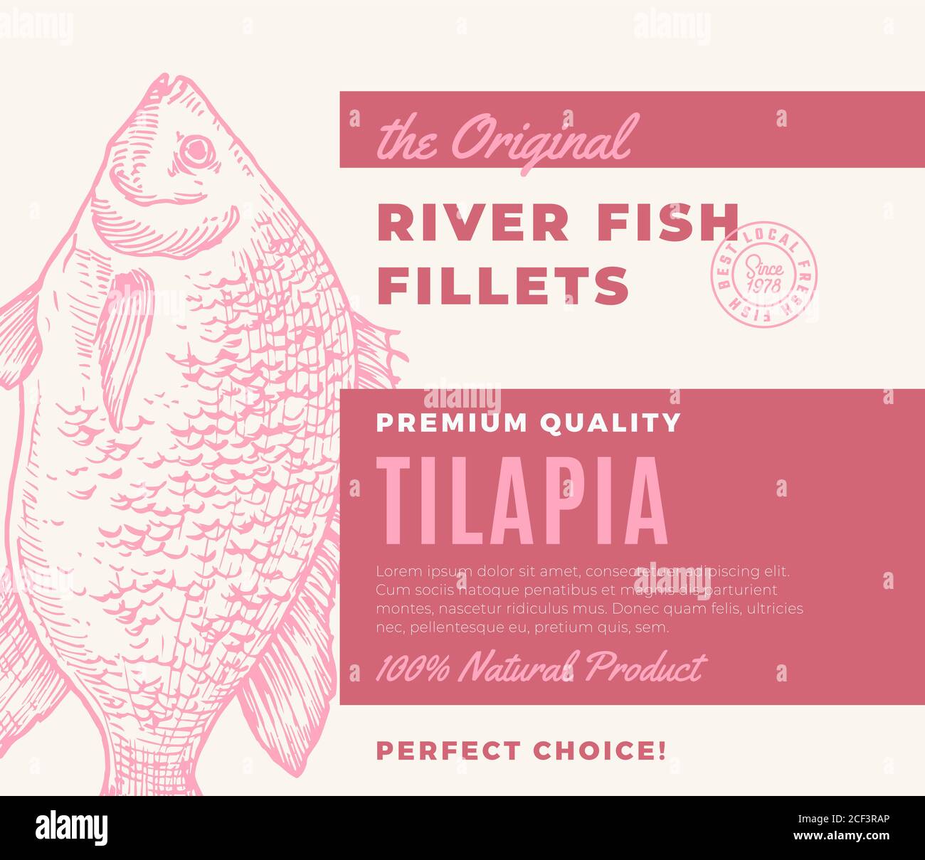 Premium Quality Fish Fillets. Abstract Vector Fish Packaging Design or ...
