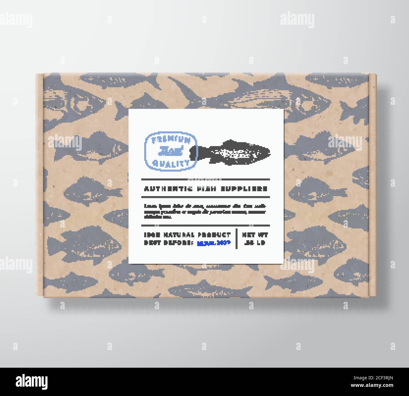 Fish Pattern Realistic Cardboard Box with Banner. Abstract Vector ...
