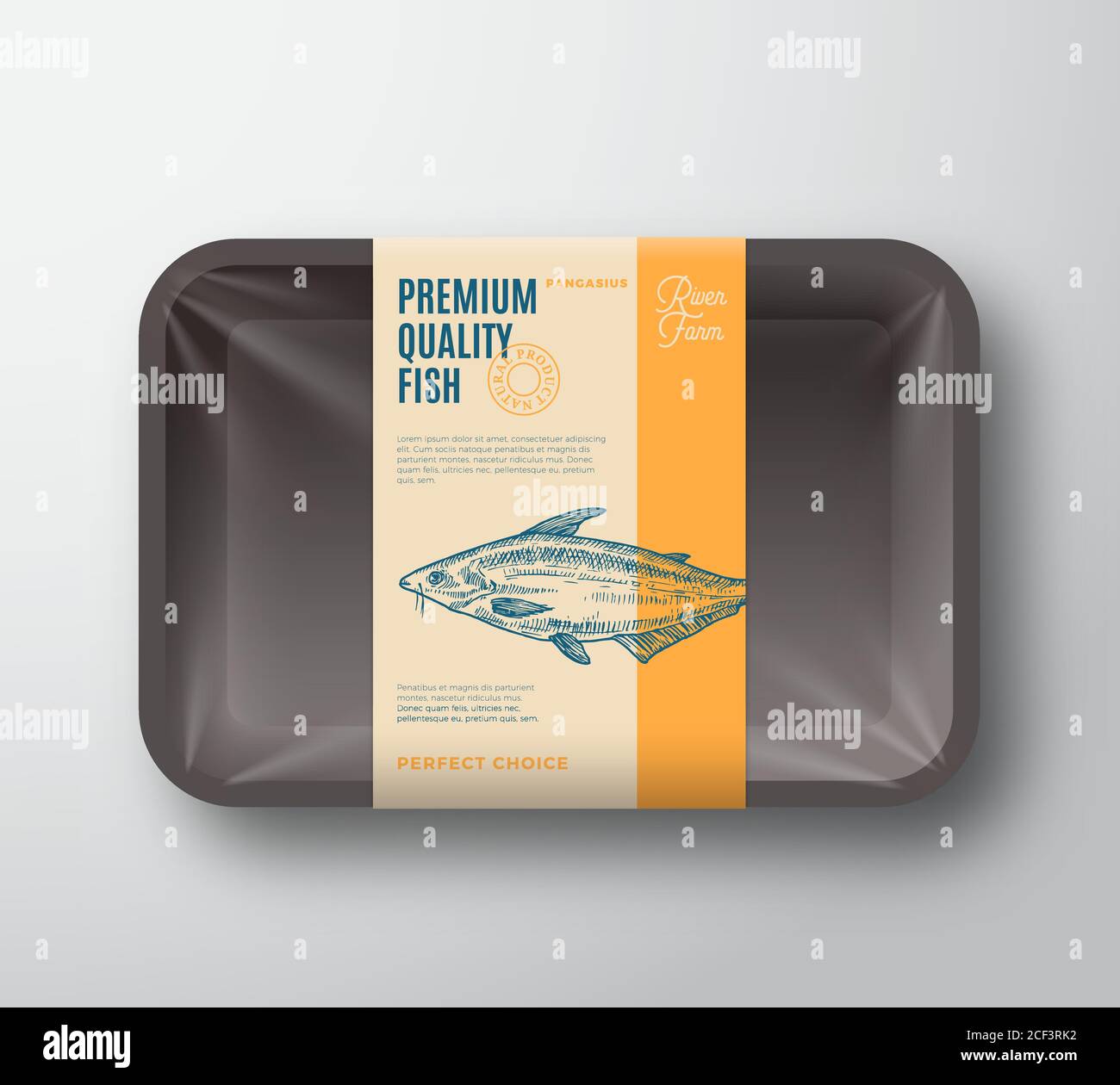 Premium Quality Pangasius. Abstract Vector Fish Plastic Tray with ...
