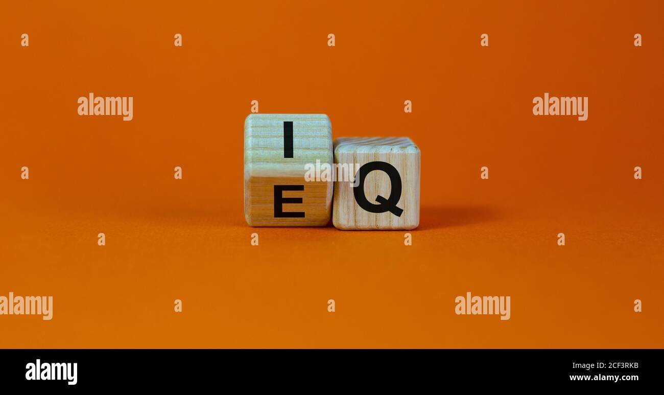 Wooden cubes with changed the expression 'IQ' 'Intelligence Quotient ...