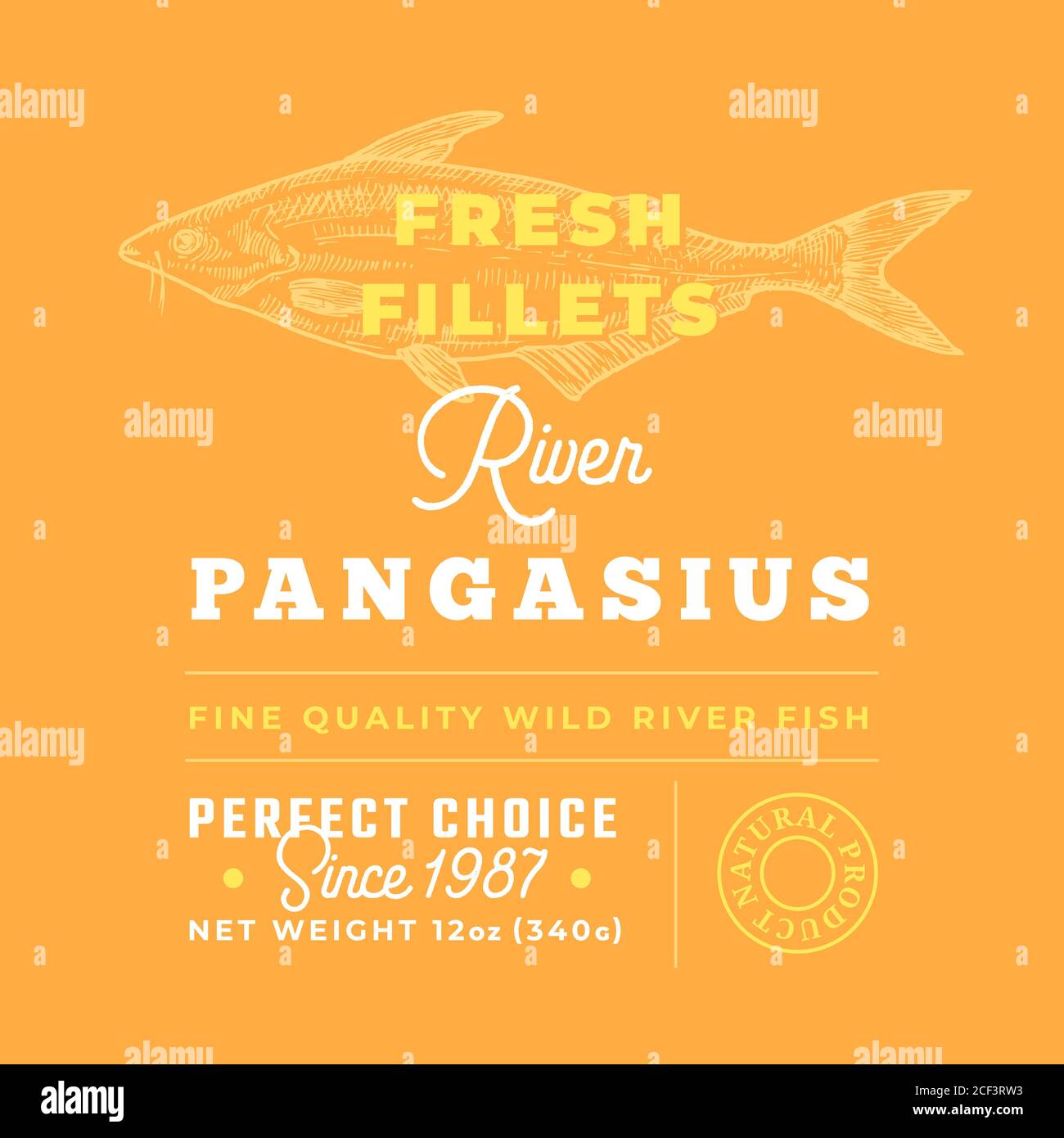 Fresh Fillets Premium Quality Label . Abstract Vector Fish Packaging ...