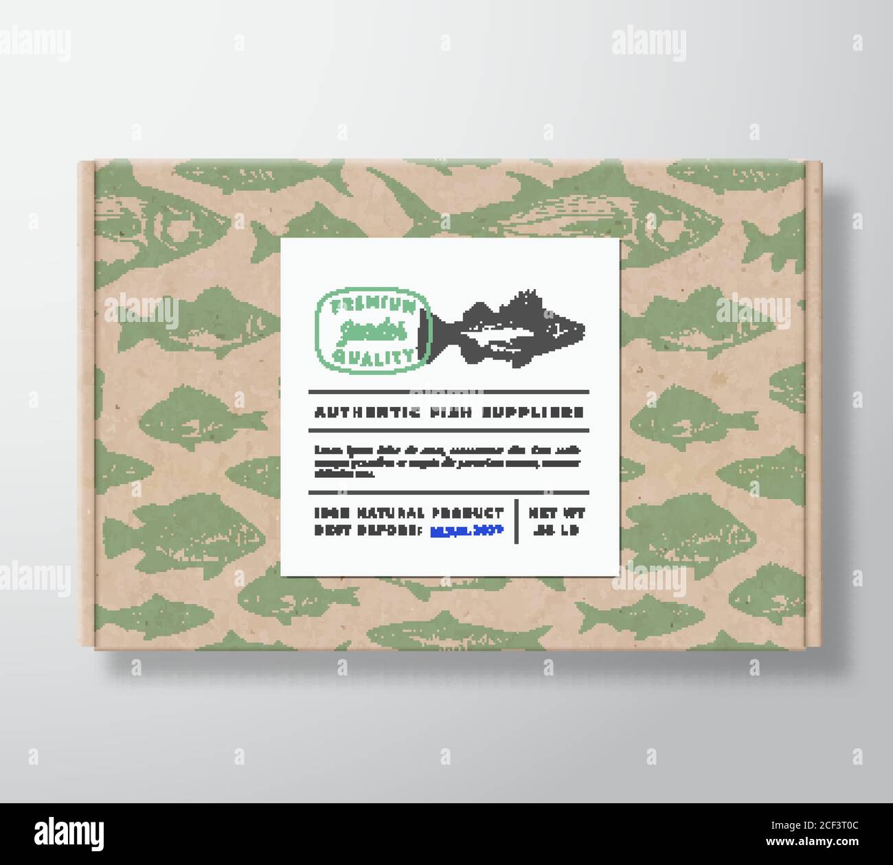 Fish Pattern Realistic Cardboard Box with Banner. Abstract Vector ...