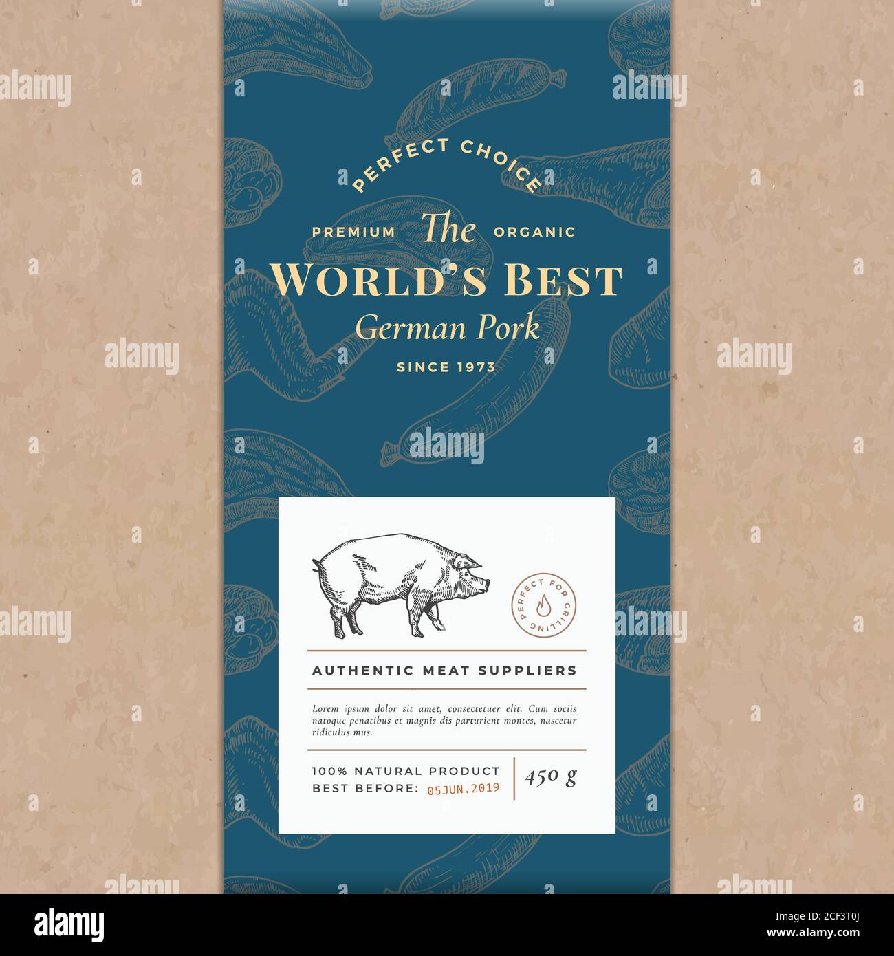 Worlds Best Pork Abstract Vector Craft Paper Vintage Cover Layout ...