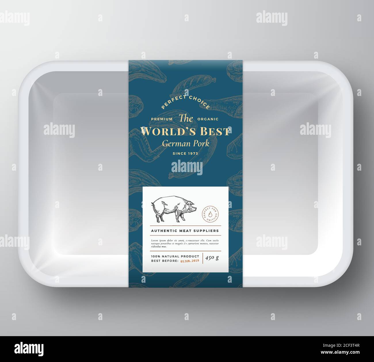 Worlds Best Pork Abstract Vector Plastic Tray Container Cover. Premium ...