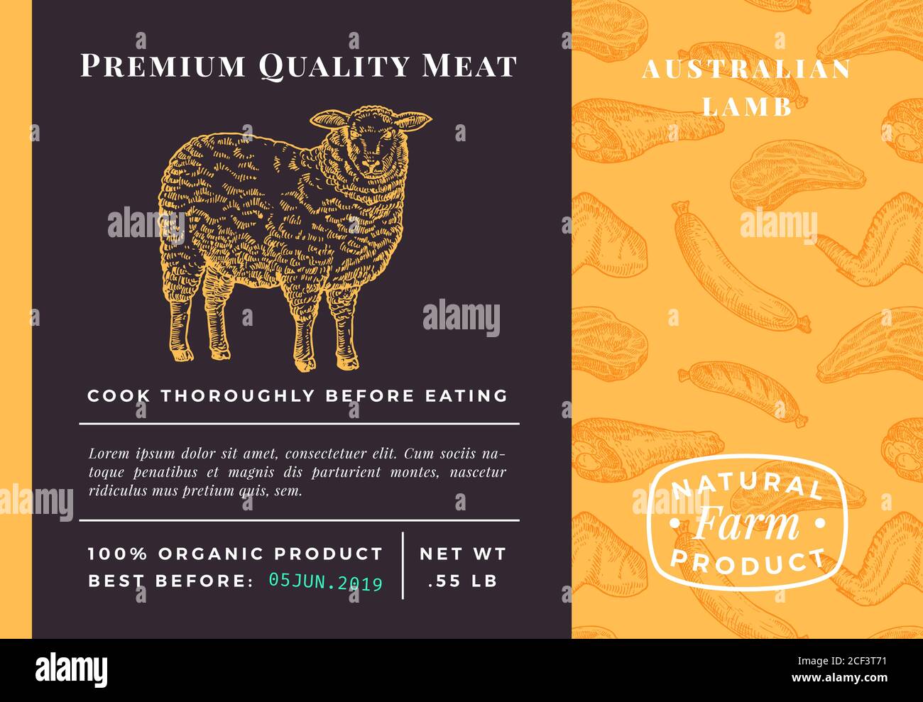 Premium Quality Meat Abstract Vector Lamb Packaging Design or Label ...