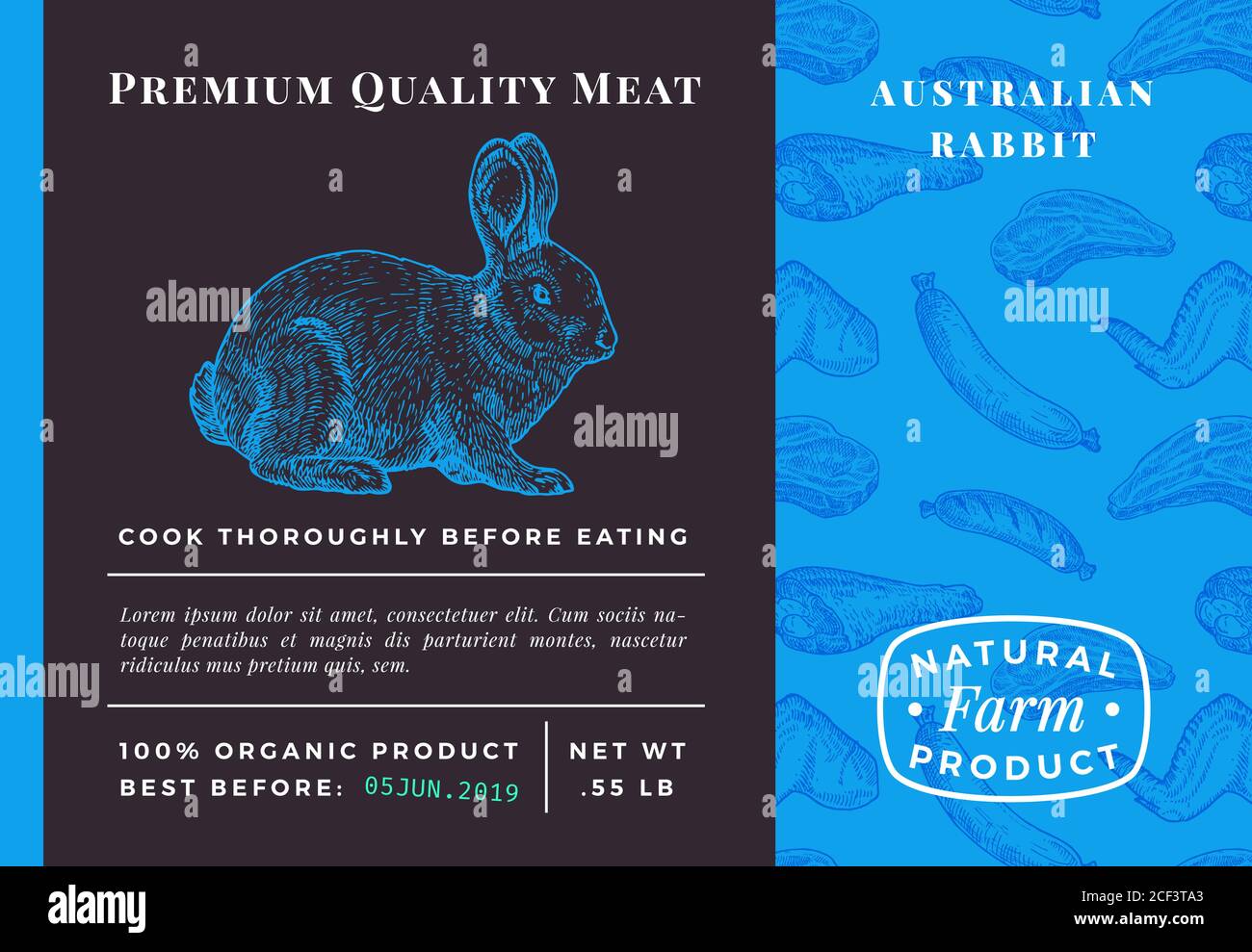 Premium Quality Meat Abstract Vector Rabbit Packaging Design or Label ...