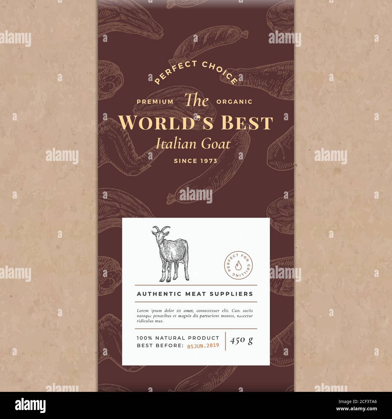 Worlds Best Meat Abstract Vector Craft Paper Vintage Cover Layout ...