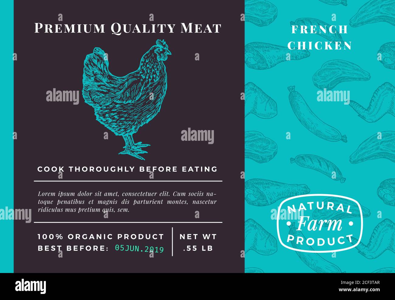 Premium Quality Meat Abstract Vector Poultry Packaging Design or Label ...