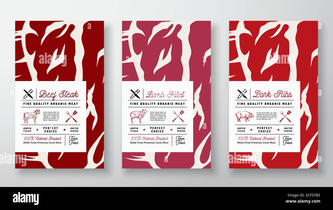 Premium Quality Abstract Vector Meat Labels Cover Set. Packaging Design ...
