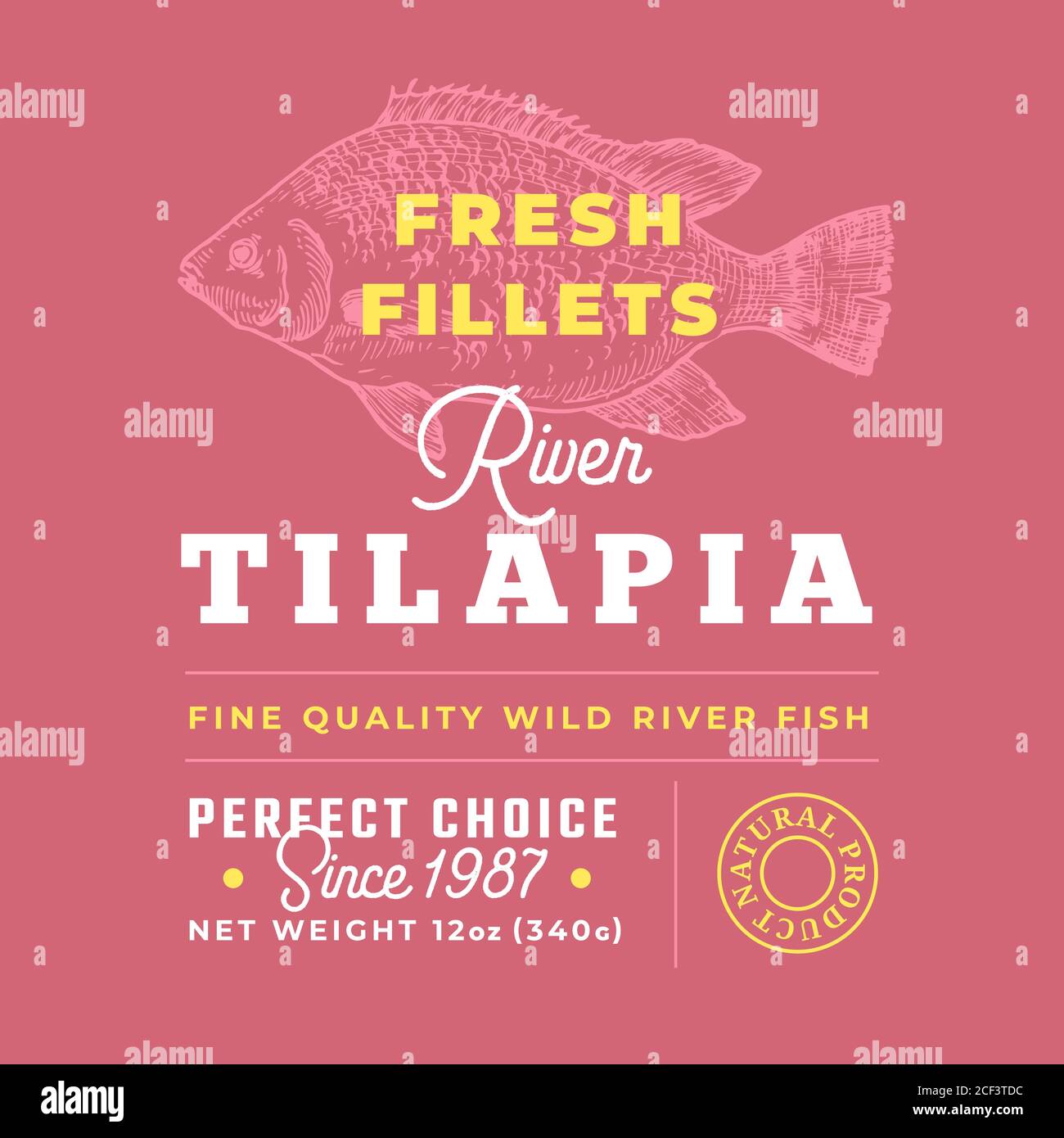 Fresh Fillets Premium Quality Label . Abstract Vector Fish Packaging ...