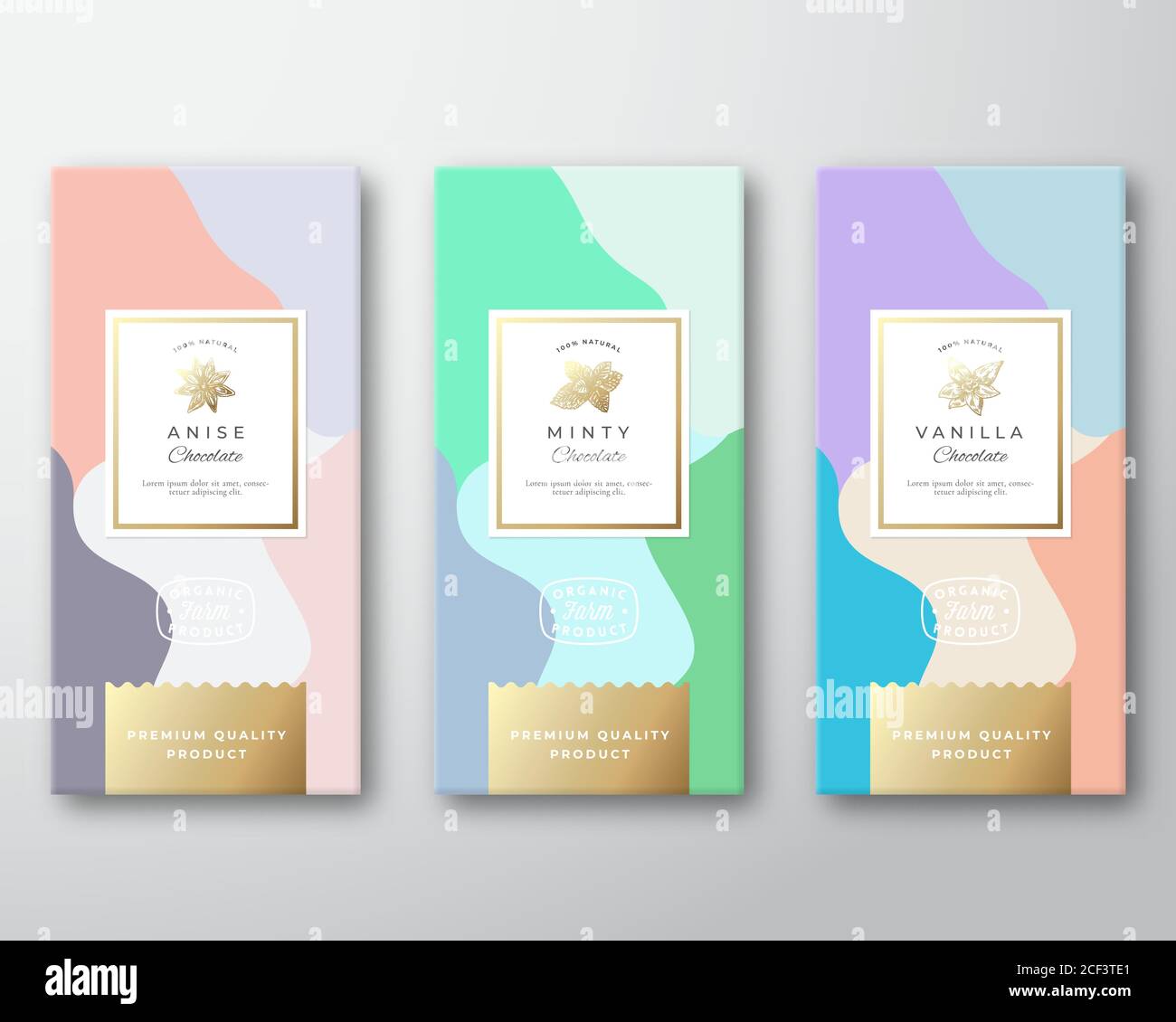 Mint, Vanilla and Anise Chocolate Labels Set. Abstract Vector Packaging ...