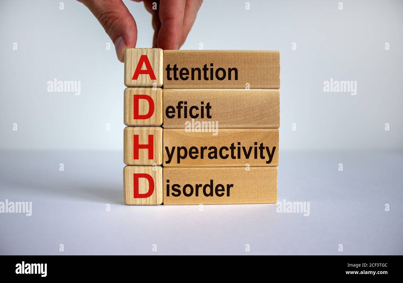 Concept words 'ADHD, Attention Deficit Hyperactivity Disorder' on cubes ...