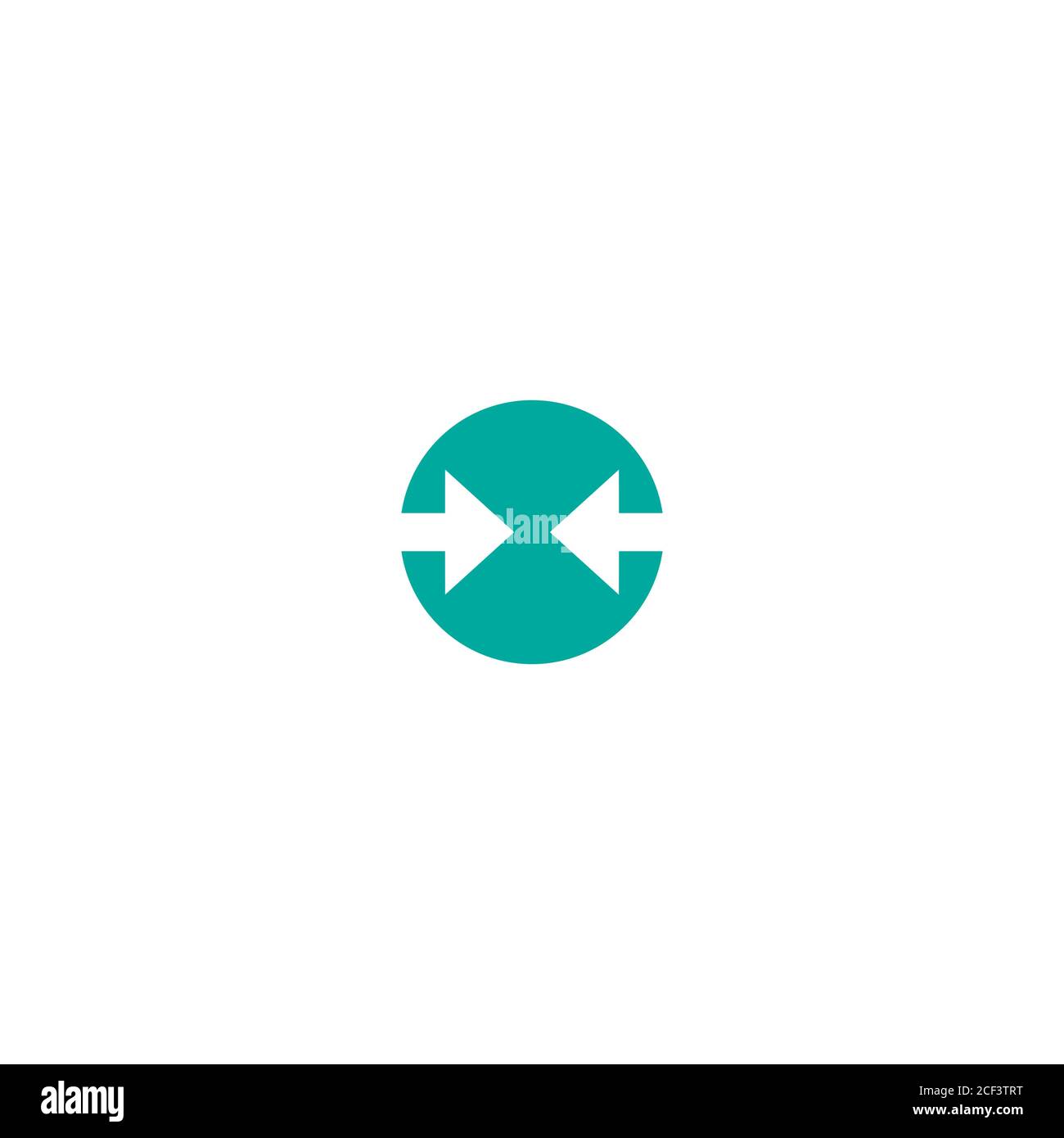 Vector icon. Two opposite horizontal arrows in blue circle isolated on ...