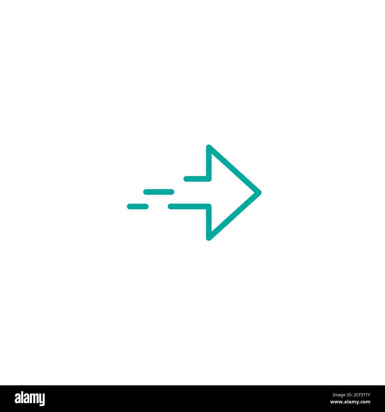 blue right sharp arrow. Line icon isolated on white. Continue icon ...