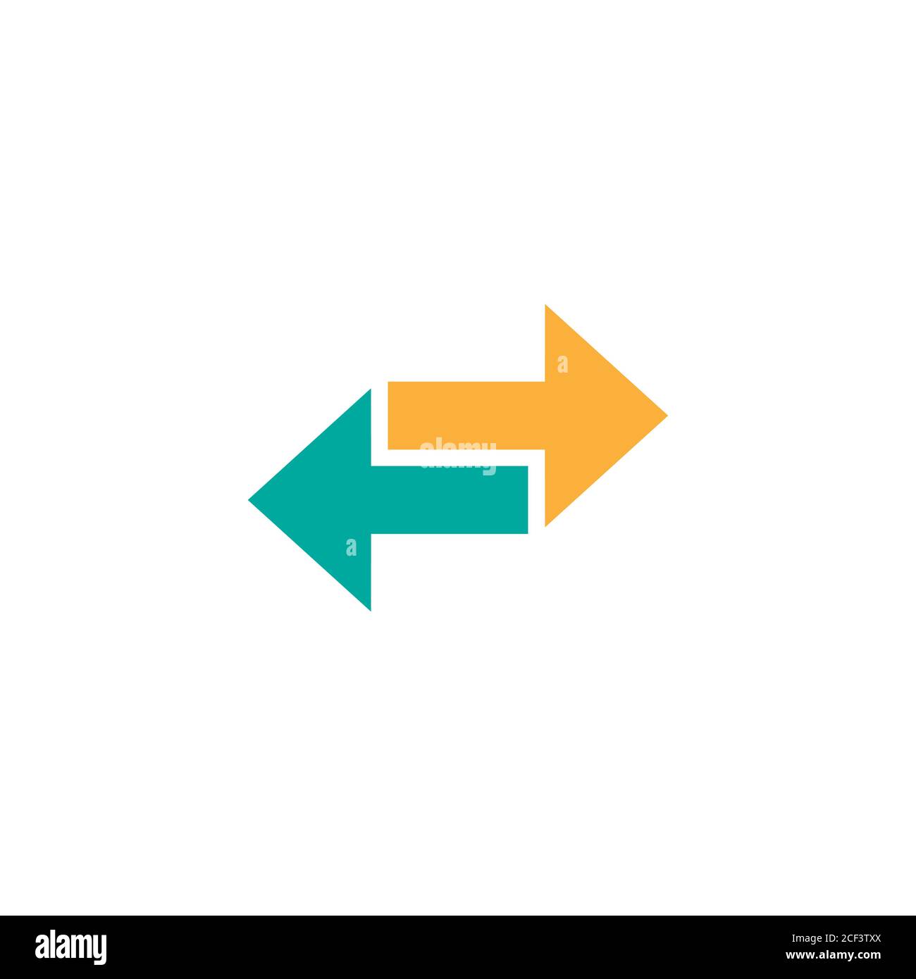 Vector icon. Two blue squared opposite horizontal arrows isolated on ...