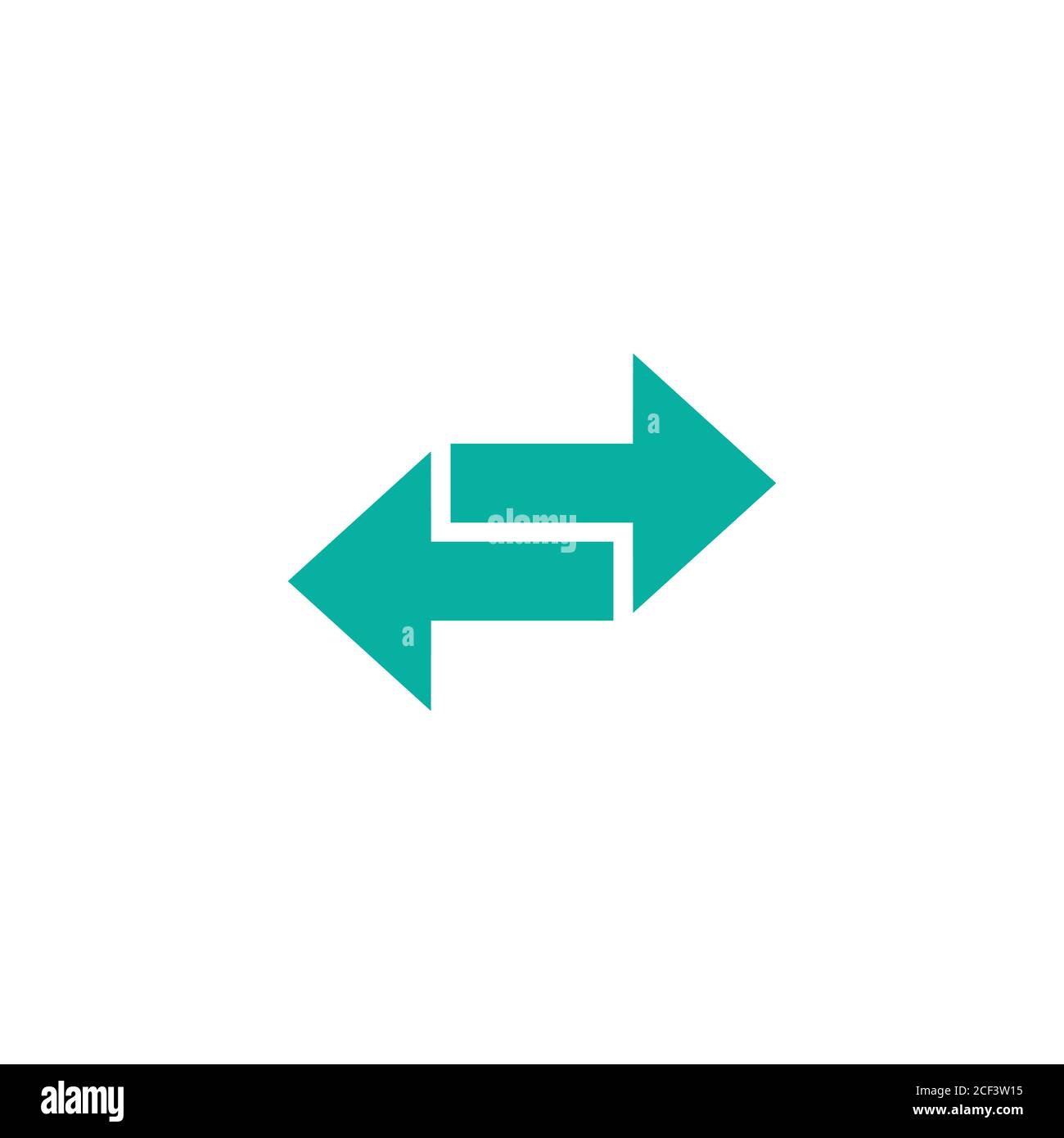 Vector icon. Two blue squared opposite horizontal arrows isolated on ...