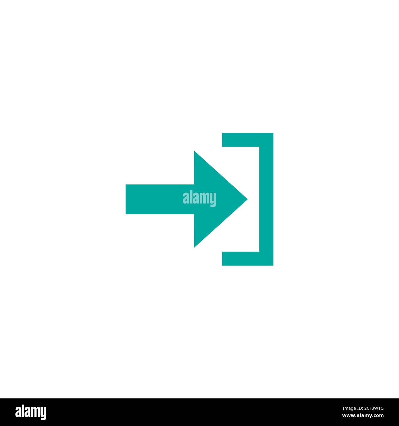 Enter or log in icon. Isolated on white. blue right sharp arrow with ...