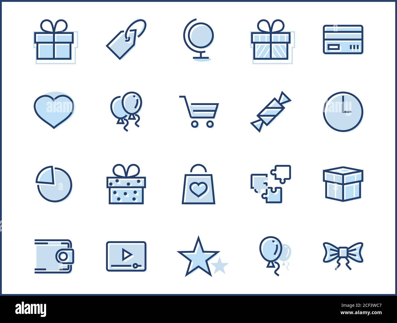 Set of Gifts, vector line icons. Contains symbols gift cards, ribbons ...