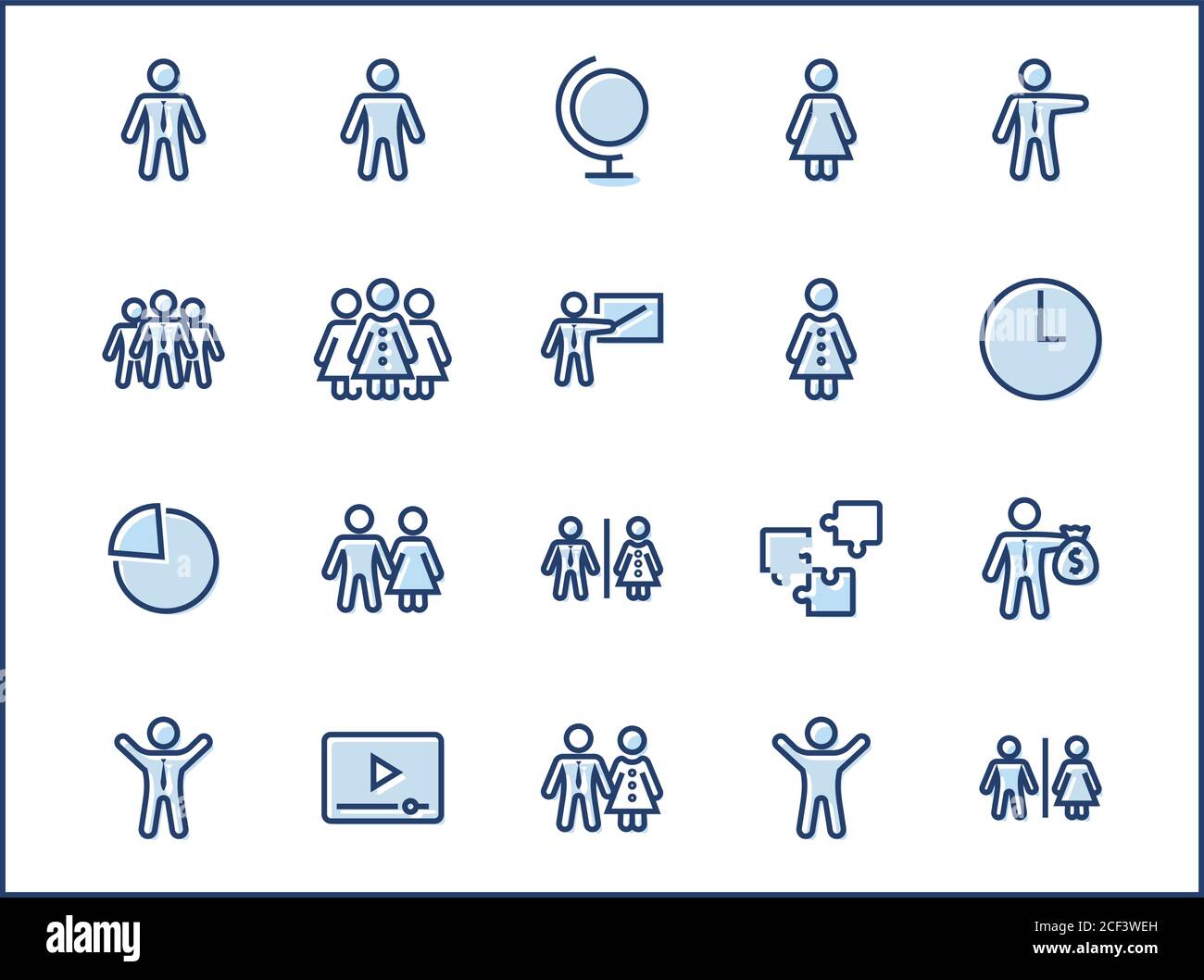 Set of People vector line icons. It contains the symbols of a man, a ...
