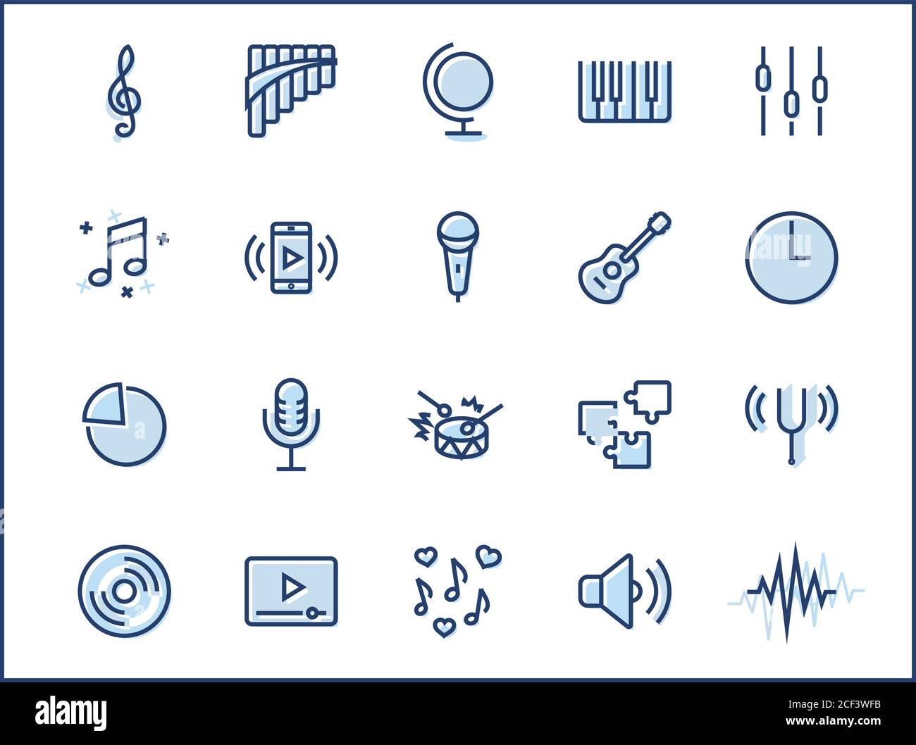 Set of Music Related Vector Line Icons. Contains such Icons as Pan ...