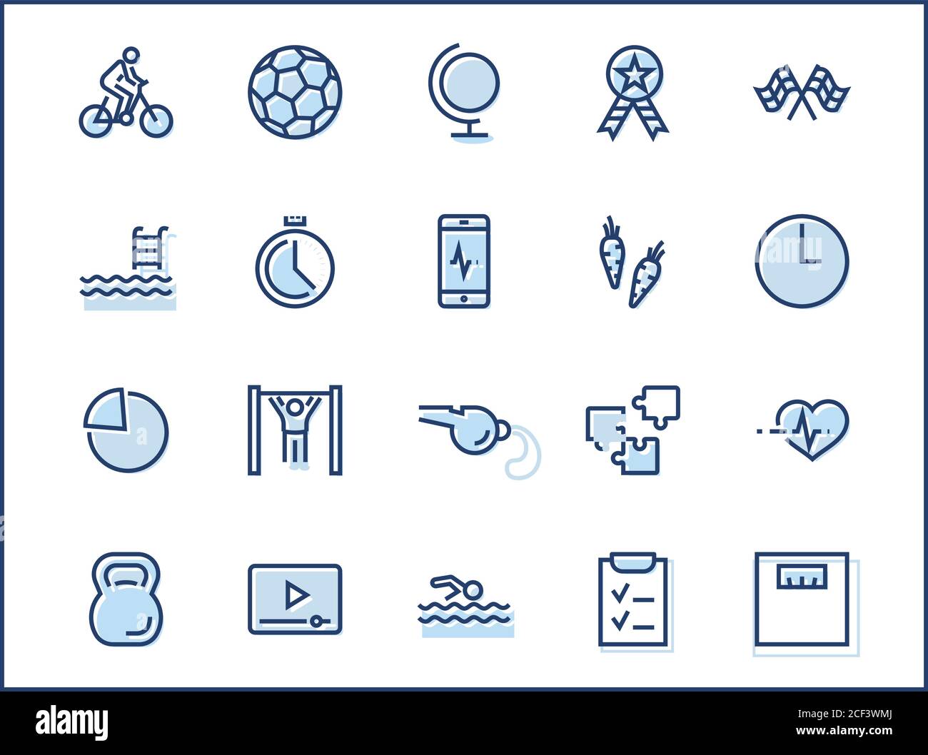 Set of Fitness Vector Line Icons. Contains such Icons as Cycling ...