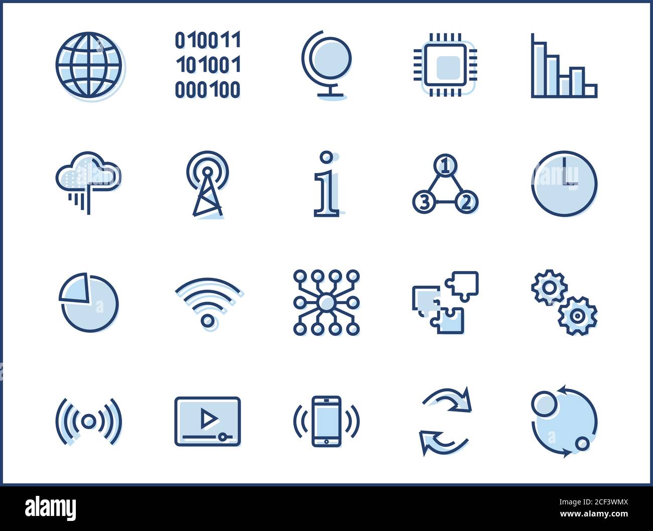 Set of Data Analysis Related Technology Vector Line Icons. Contains such Icons as Charts, Wi-fi ...