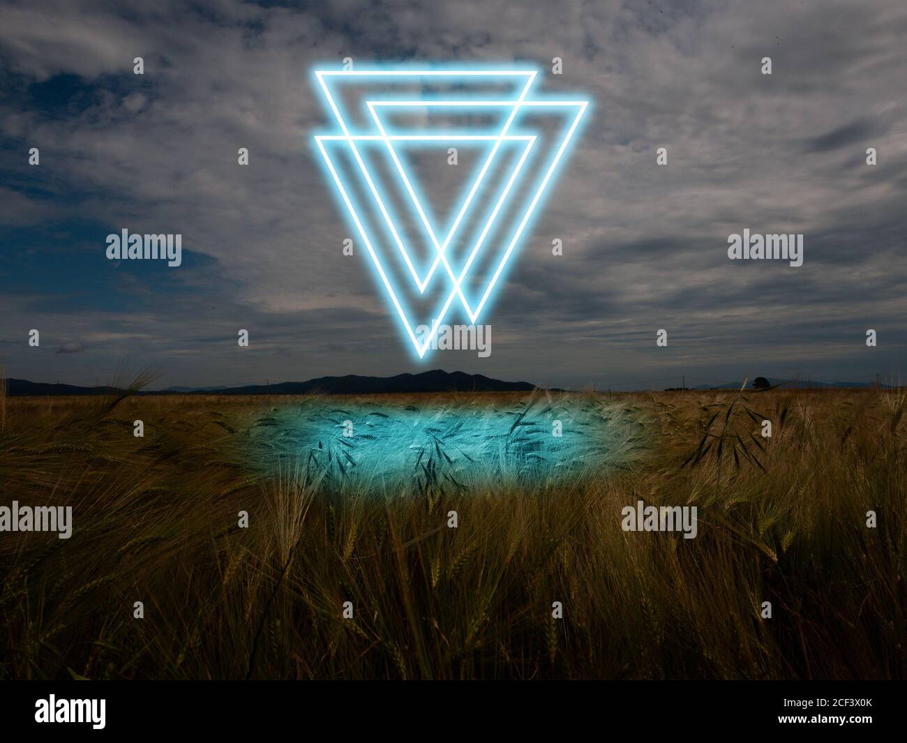 Luminous triangles. Synth wave, retro wave, vaporwave futuristic ...