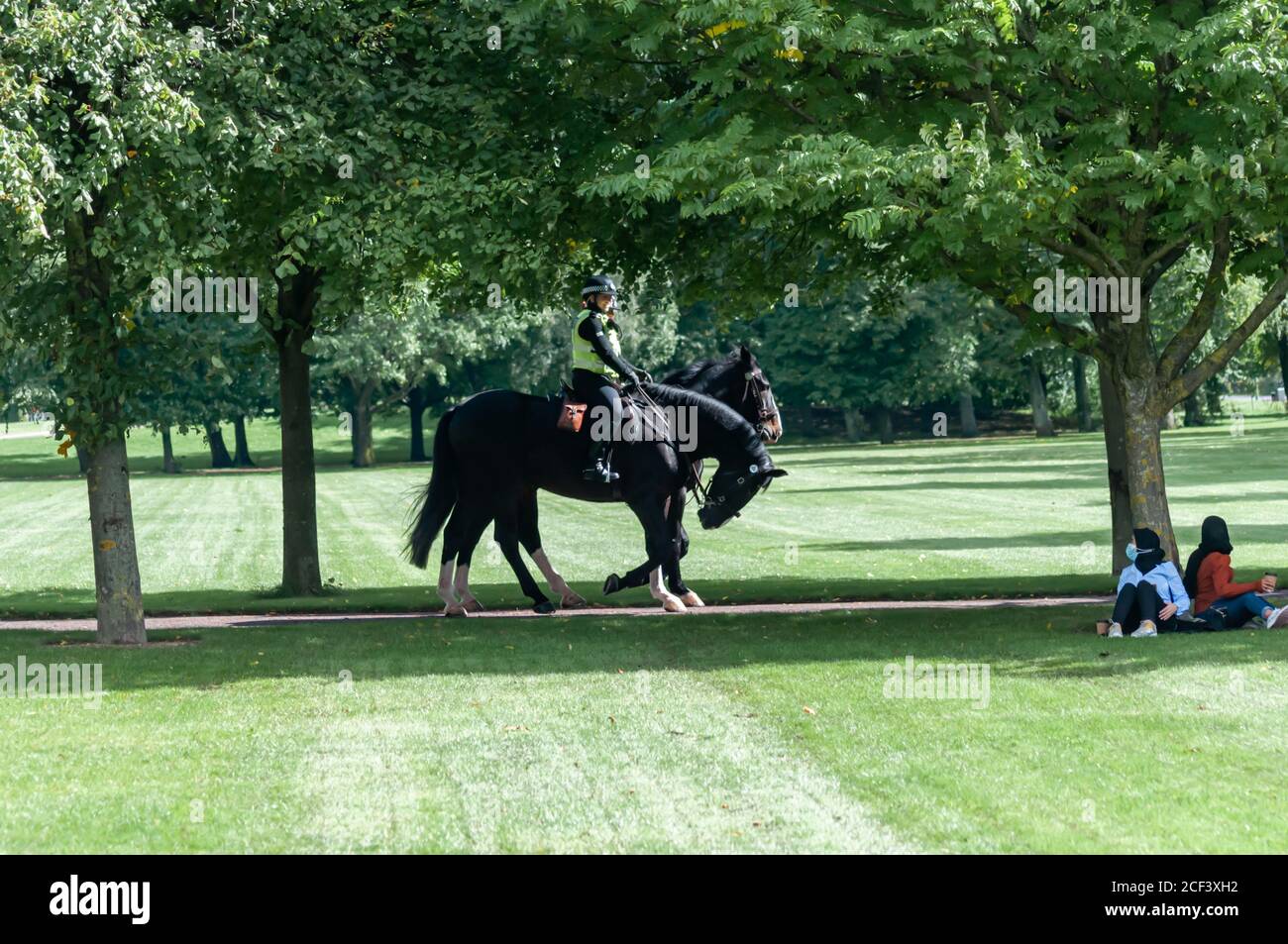 Glasgow, Scotland, UK. 3rd September, 2020. UK Weather. Mounted police ...