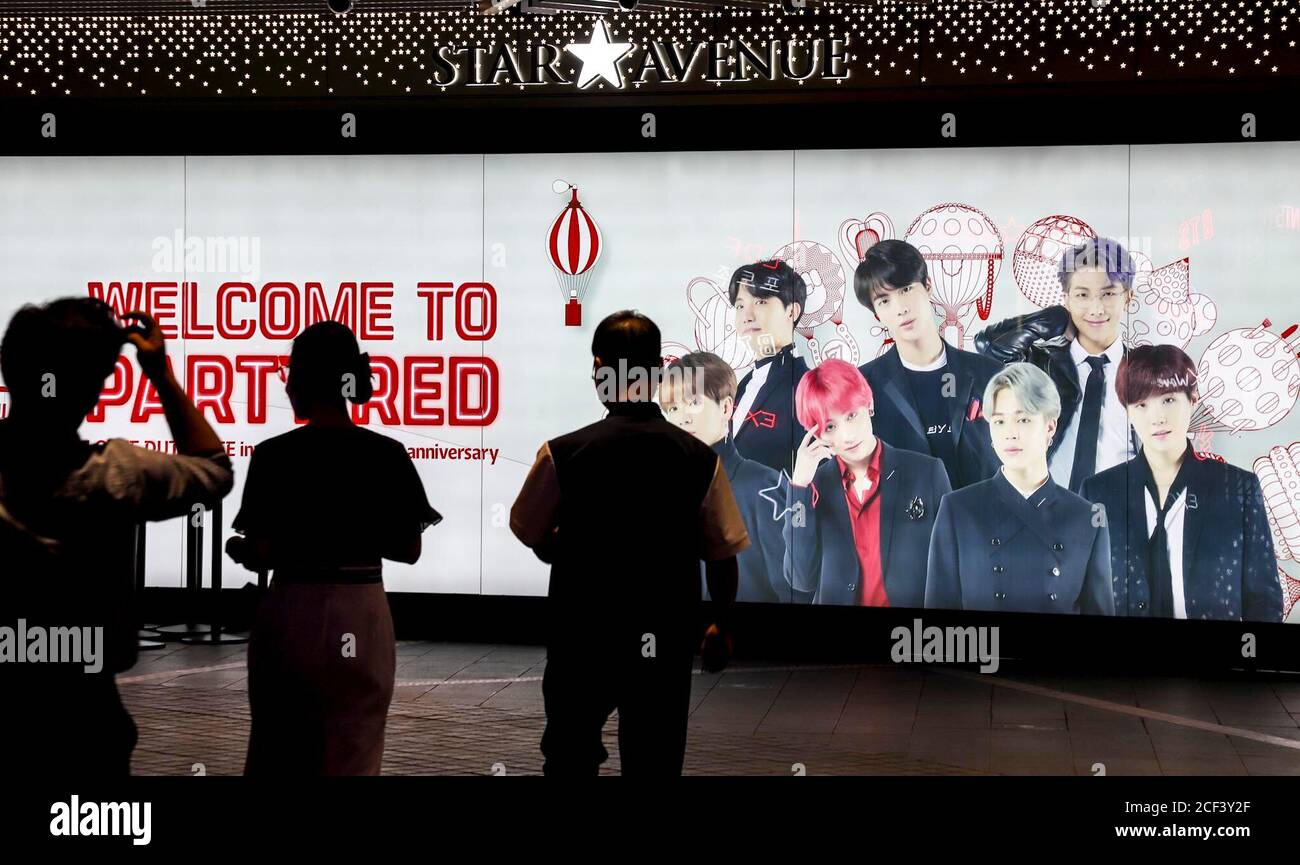 Seoul, South Korea. 3rd Sep, 2020. People are walking near the ...