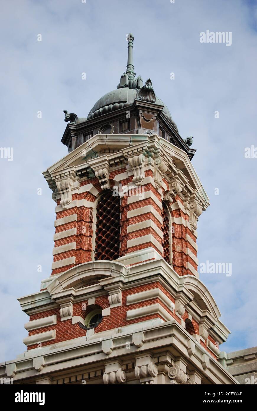 Building Spire on Ellis Island Stock Photo - Alamy