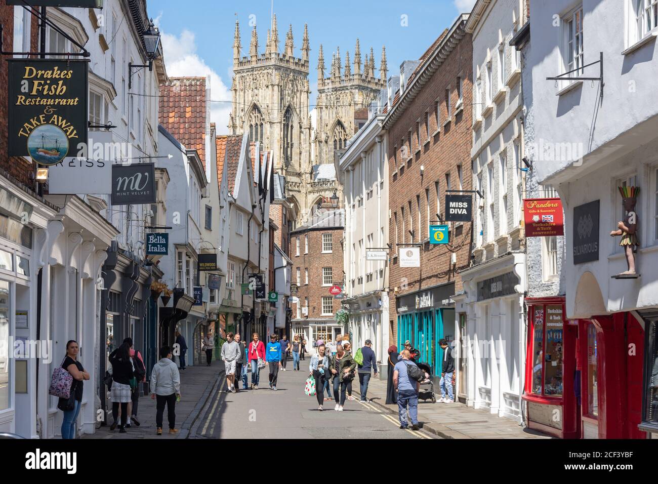 York Minster Towers from Low Petergate, York, North Yorkshire, England ...