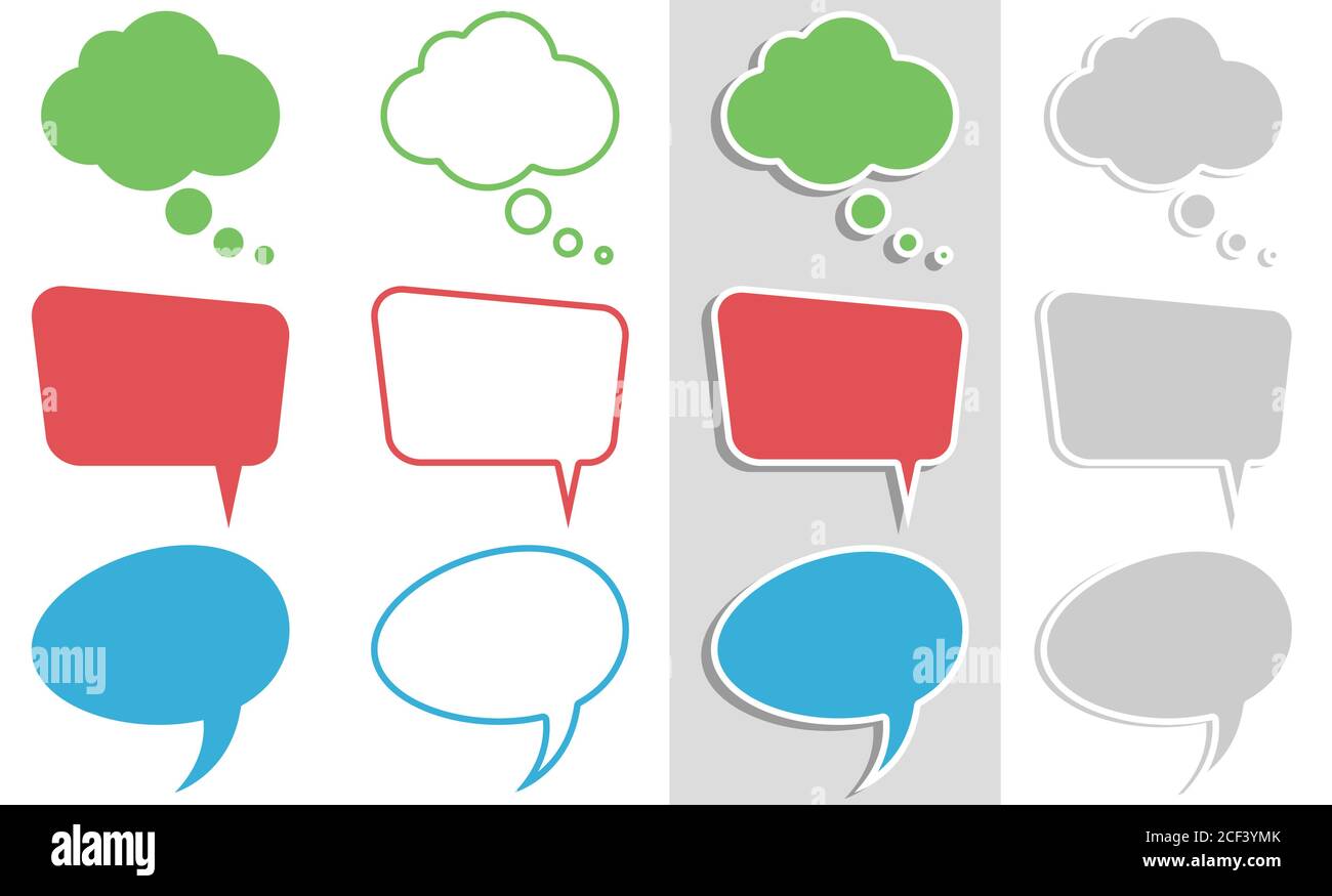 EPS vector illustration collection of three different speech bubbles in ...