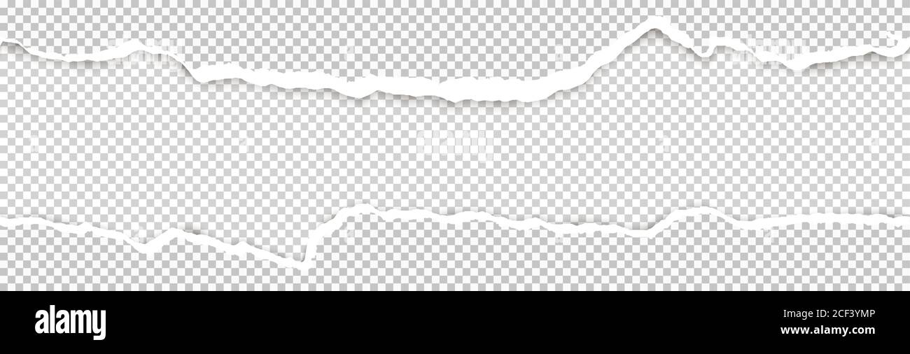 upper and lower part of ripped open paper with transparency in vector ...