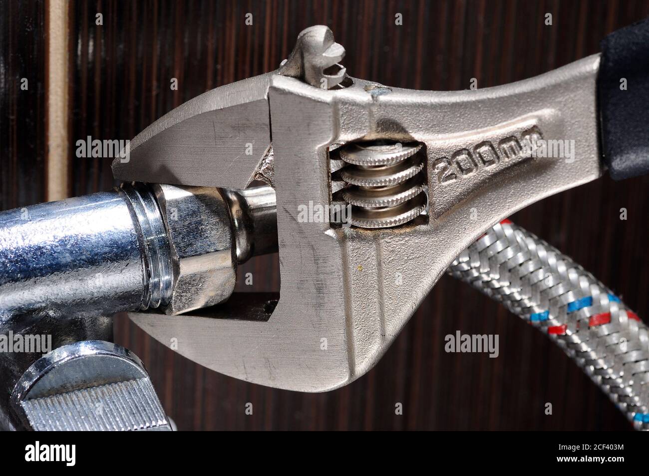 Domestic plumbing connections hoses Stock Photo - Alamy