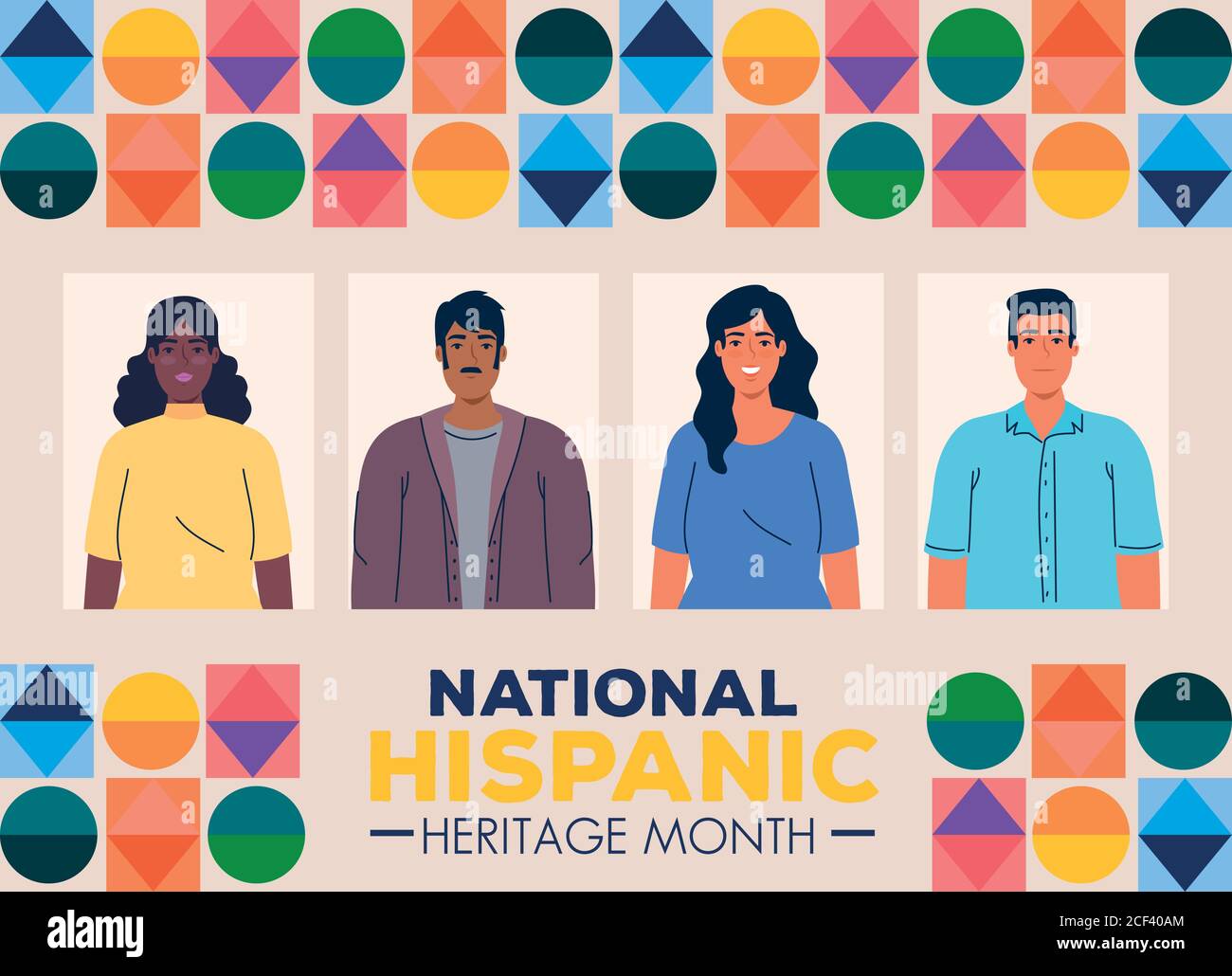 national hispanic heritage month with multiethnic group of people ...
