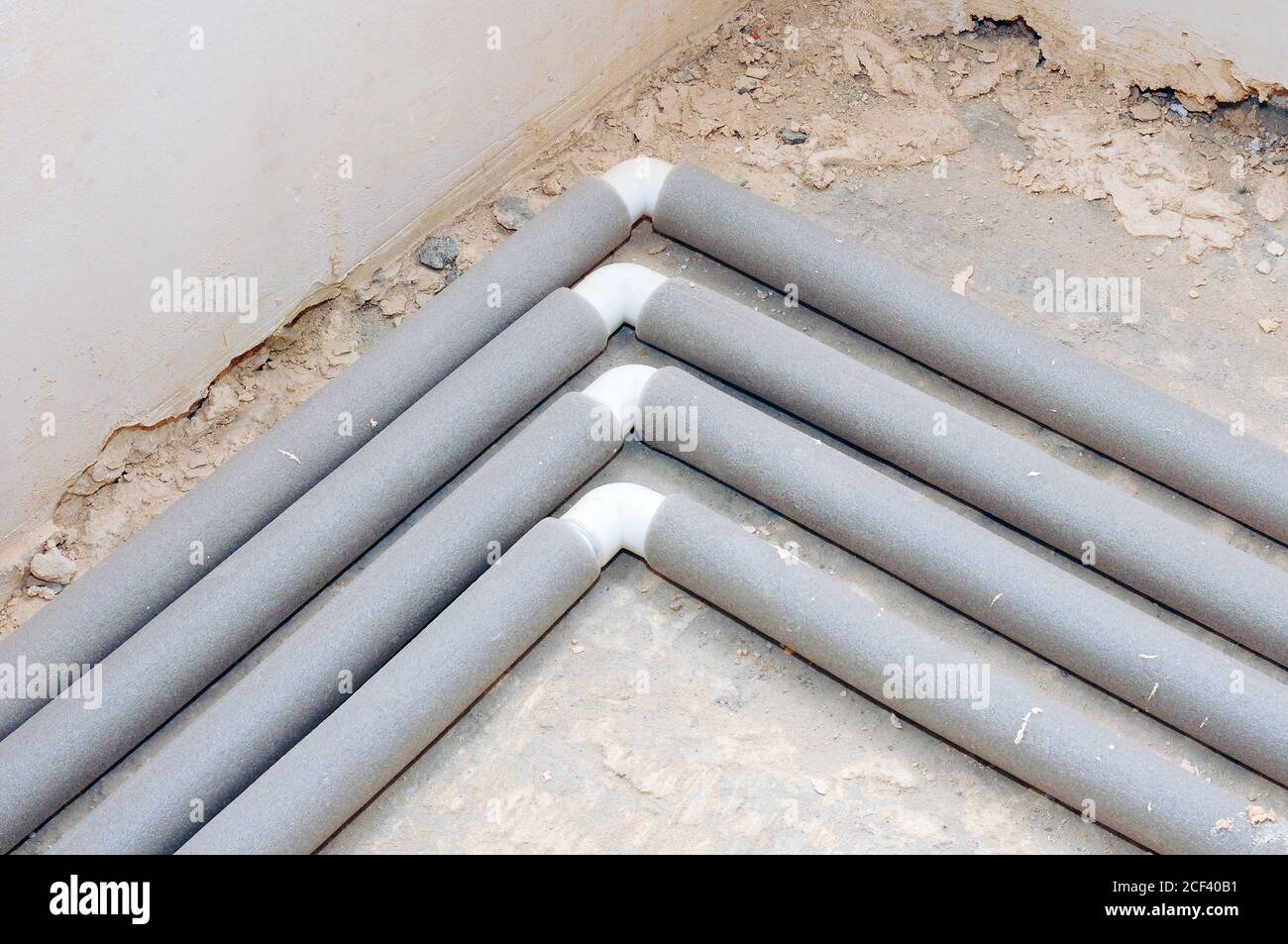 Domestic plumbing pipes connections Stock Photo - Alamy