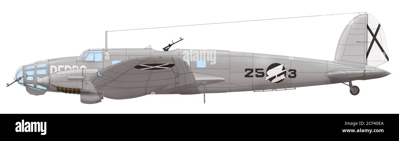 Heinkel He 111B (25 3, Pedro 1) piloted by Rudolf von Moreau, commander ...