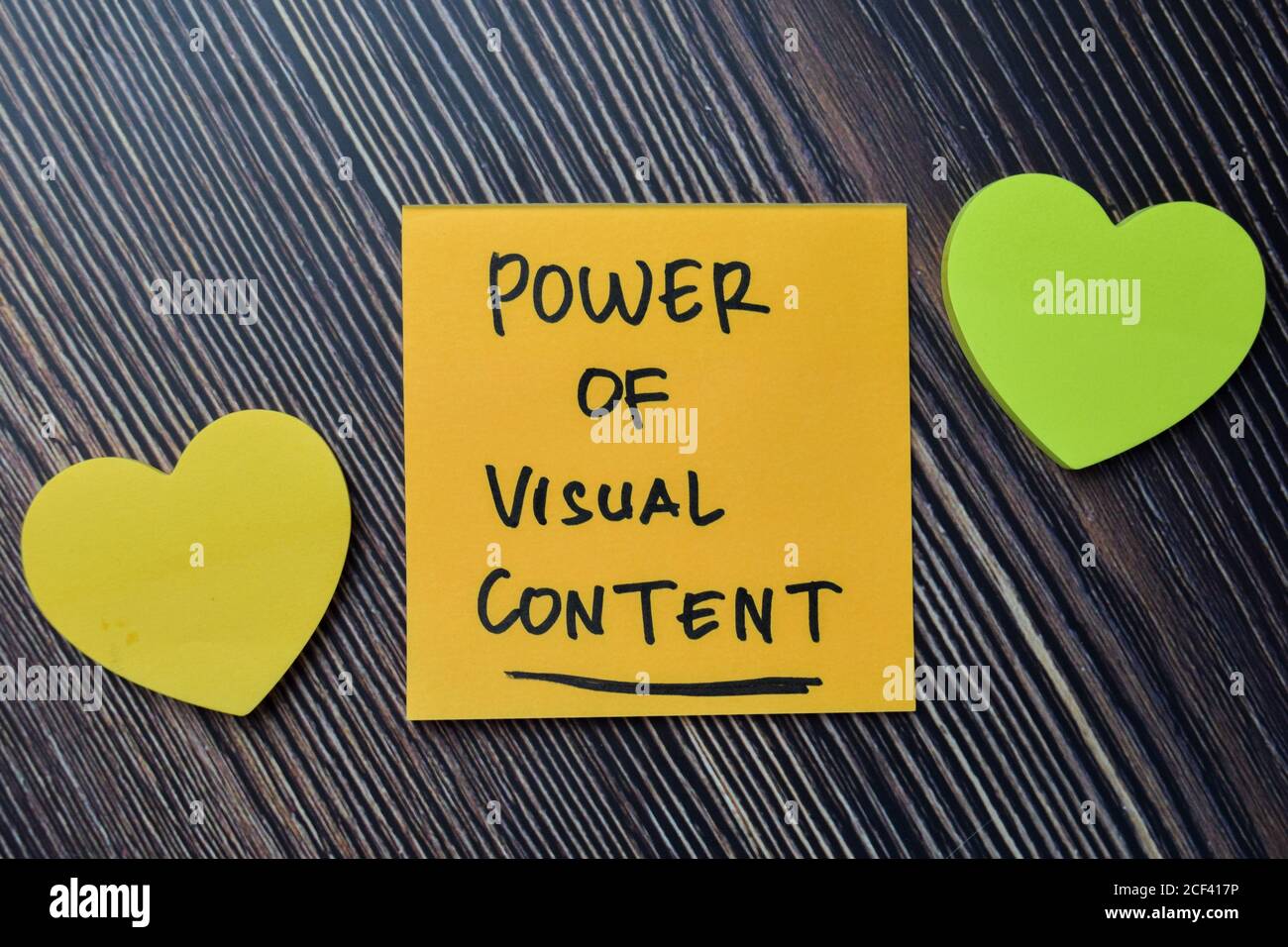 Power of Visual Content write on sticky notes isolated on office desk ...