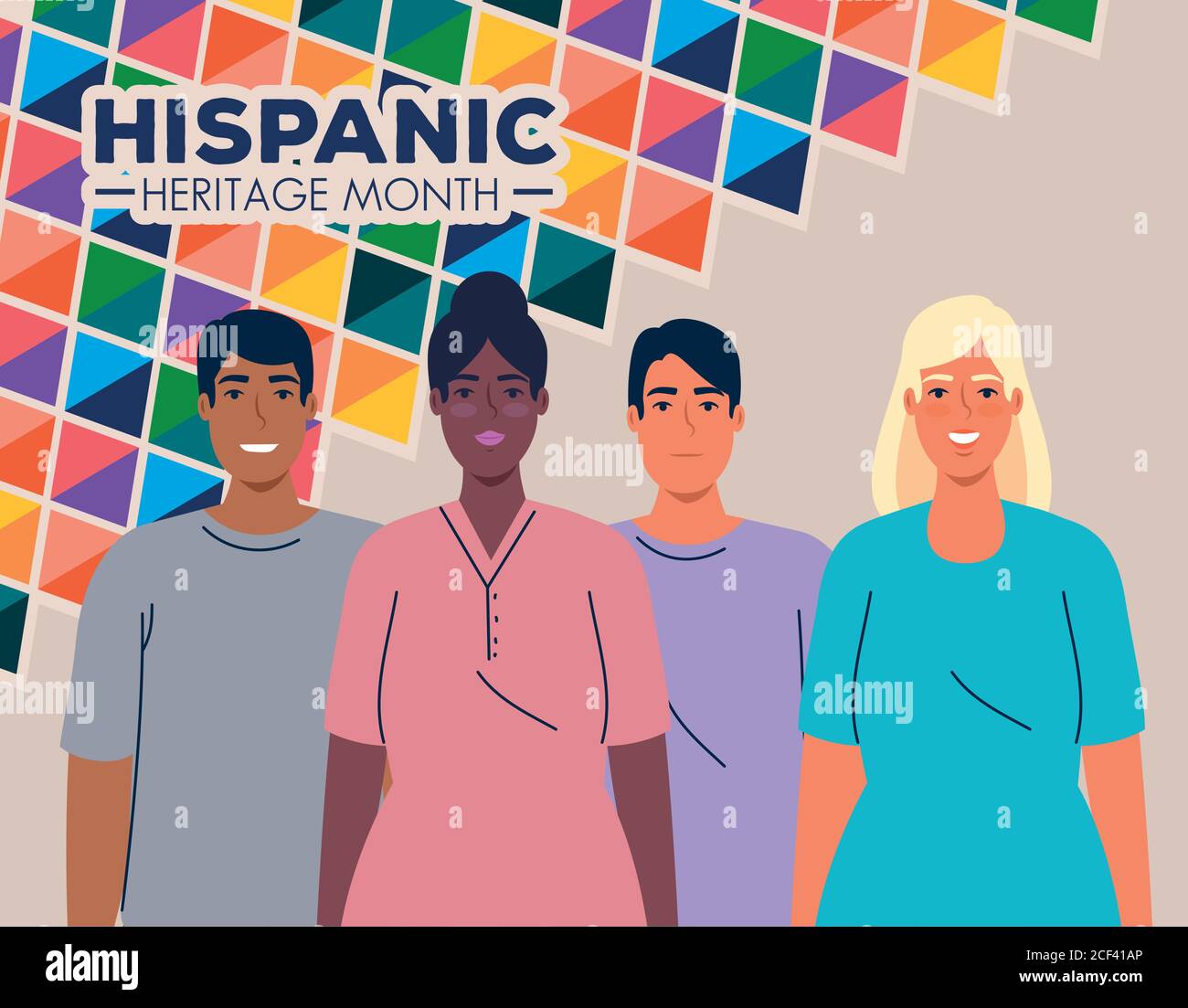 national hispanic heritage month and multiethnic group of people ...